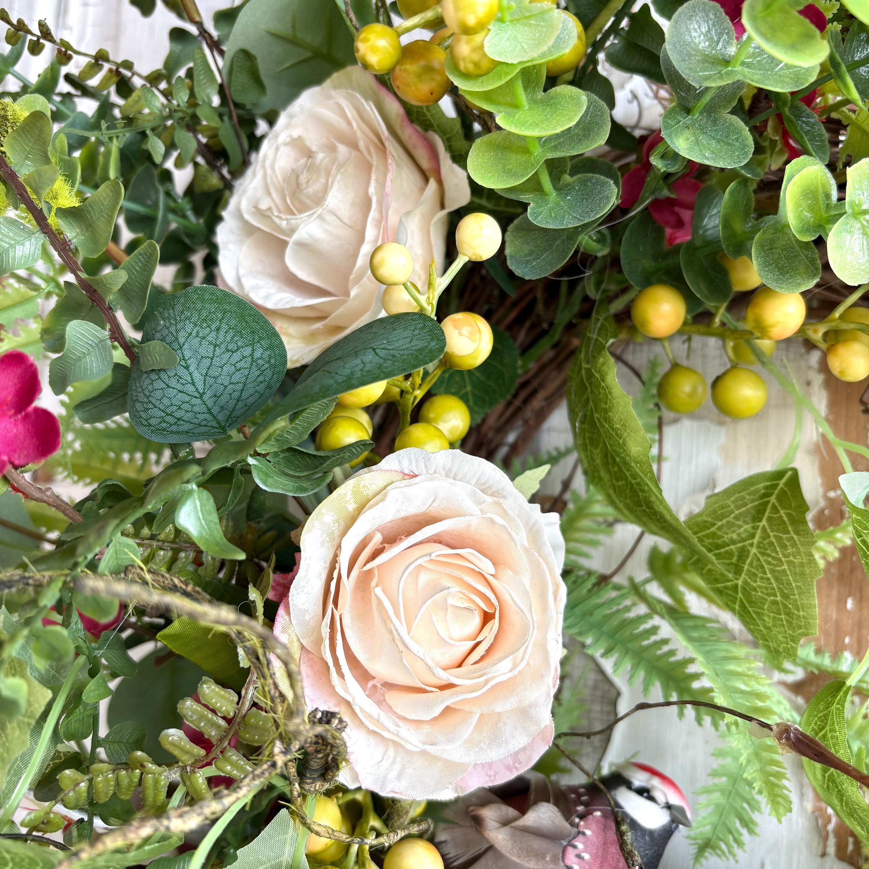 Spring Wreath With Bird Nest, Pink and Green Airy Twiggy Grapevine ...