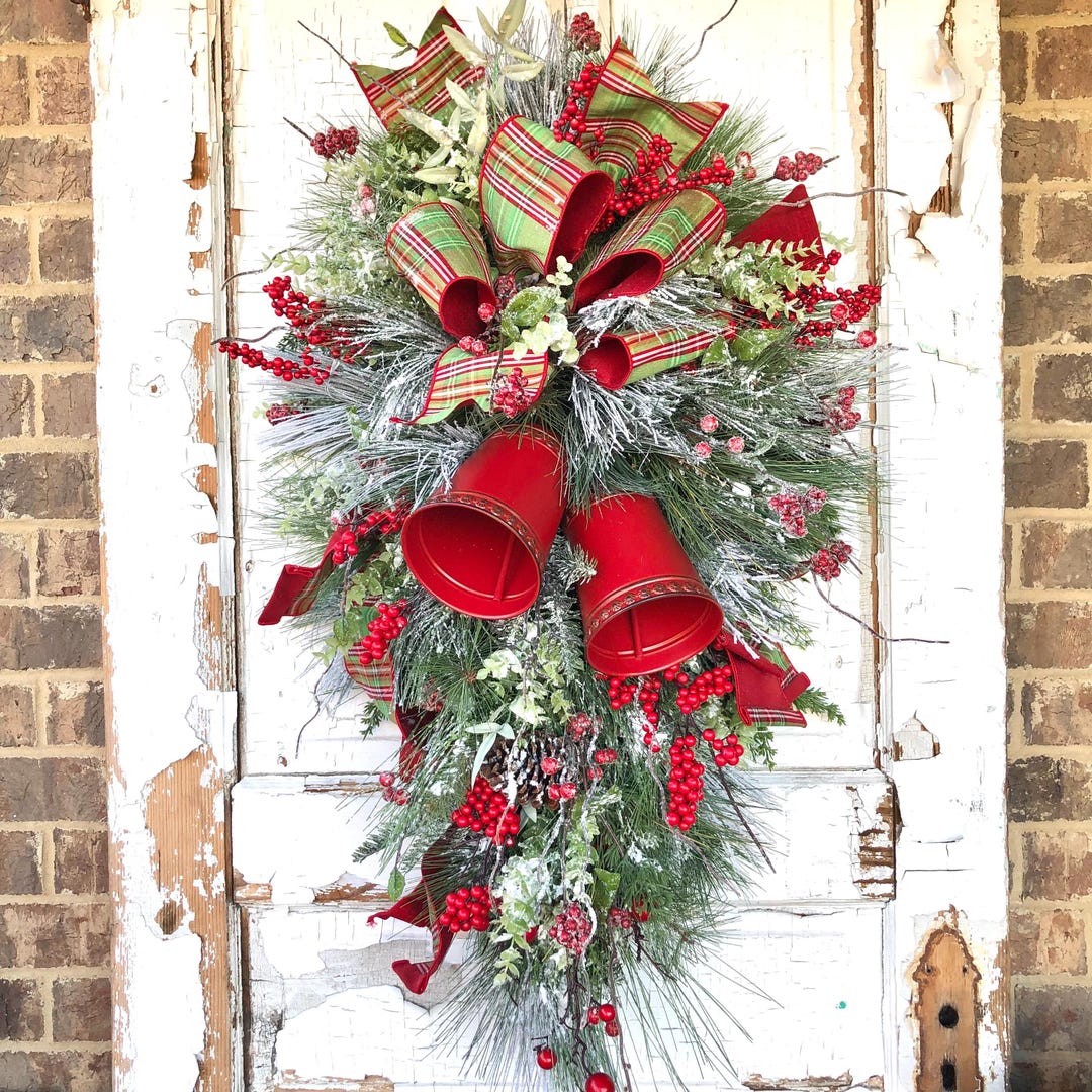 Large Christmas Swag With Red Bells, Christmas Swag With Red Bells ...