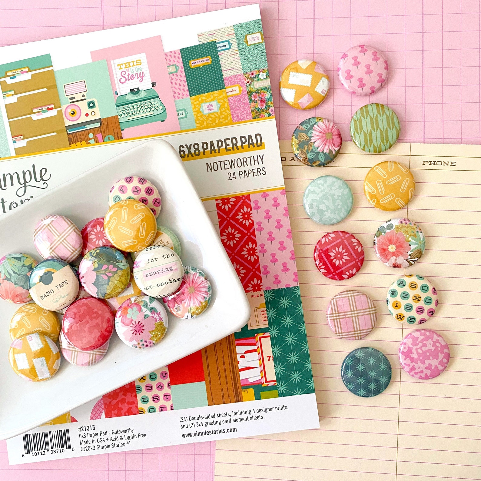 New *NOTEWORTHY* by Simple Stories, Flair Buttons, Flairs, Planner ...