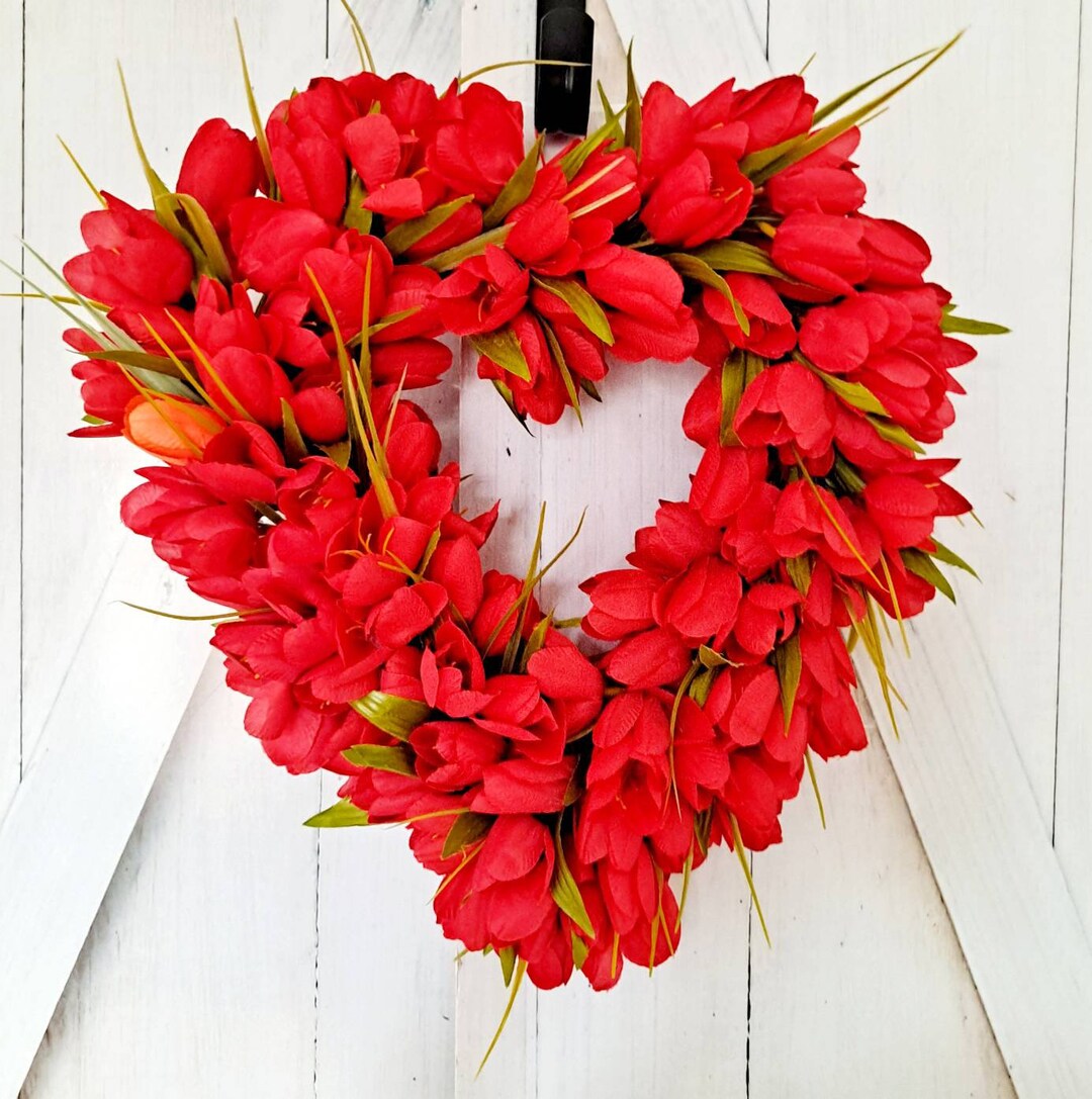 Tulip Heart Wreath ,tulip Wreath,red Tulip Wreath,valentine's Day ...
