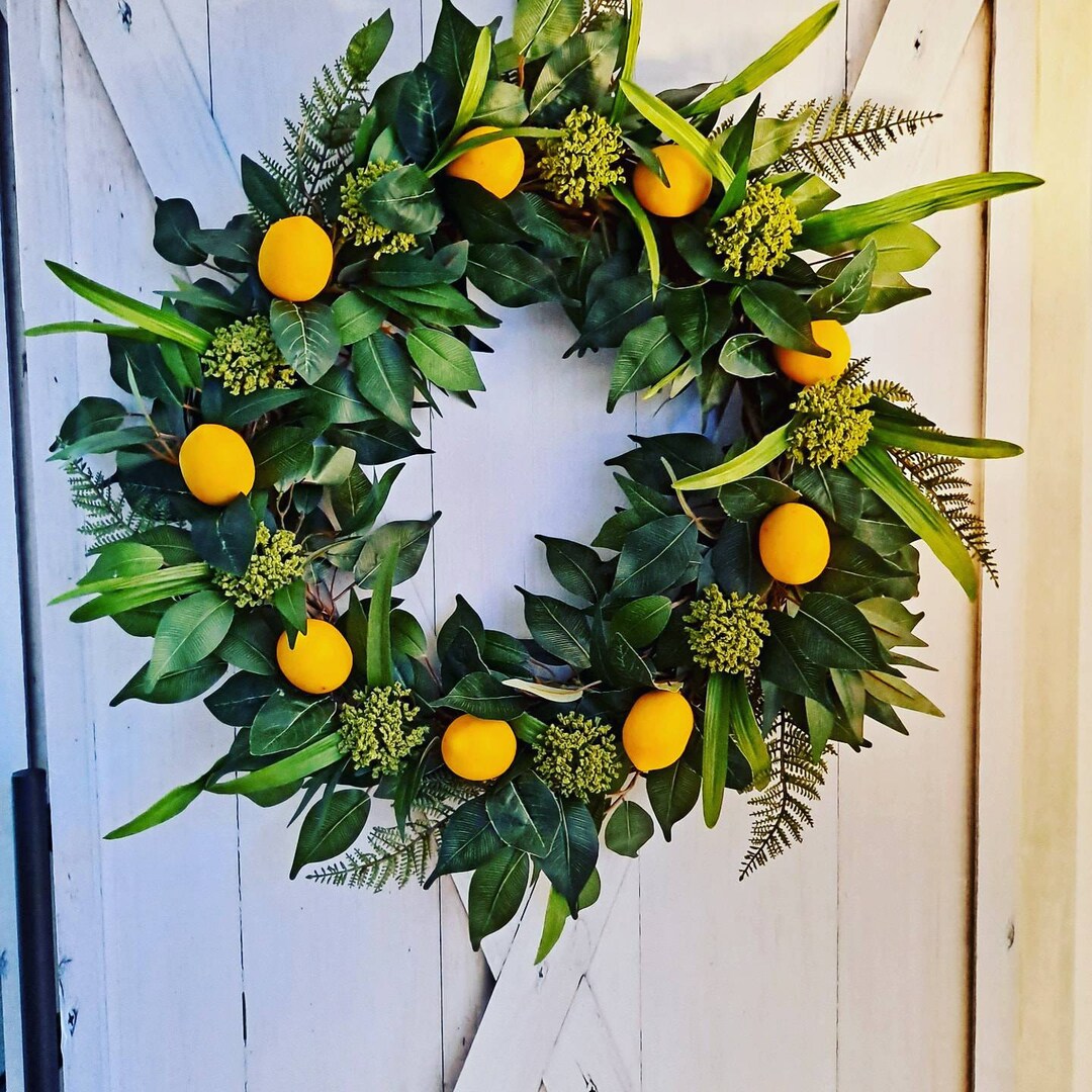 Lemon Wreath,lemons Spring Wreath,lemons Decor,front Door Wreath,wreath ...