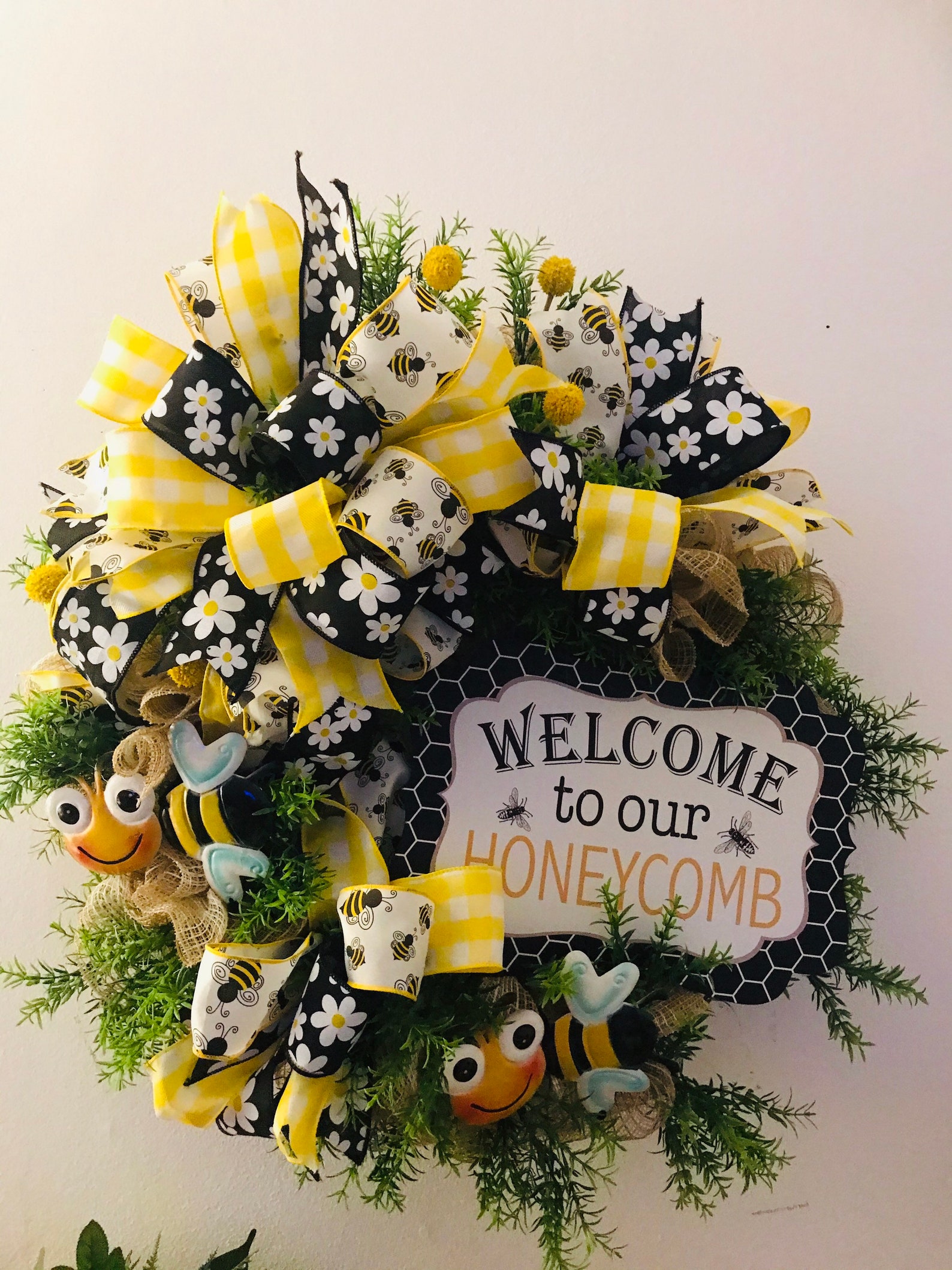 Bee Wreathspring Wreathsummer Wreath Front Door - Etsy