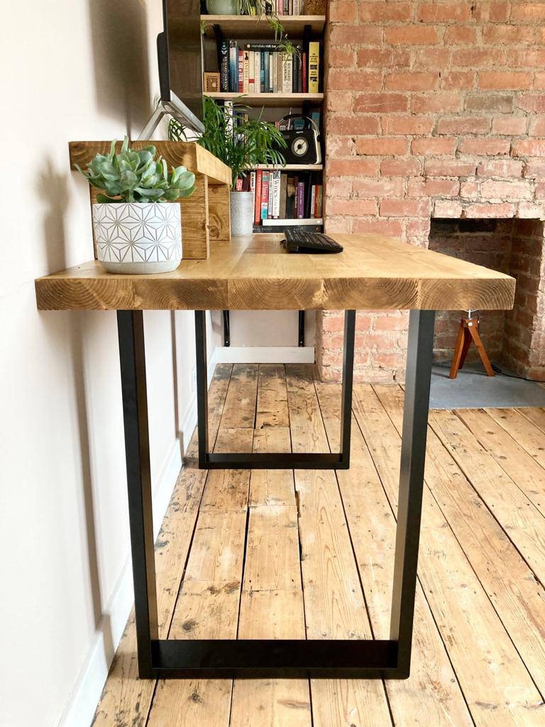 Industrial Style Wooden Desk Computer Desk Home Office | Etsy