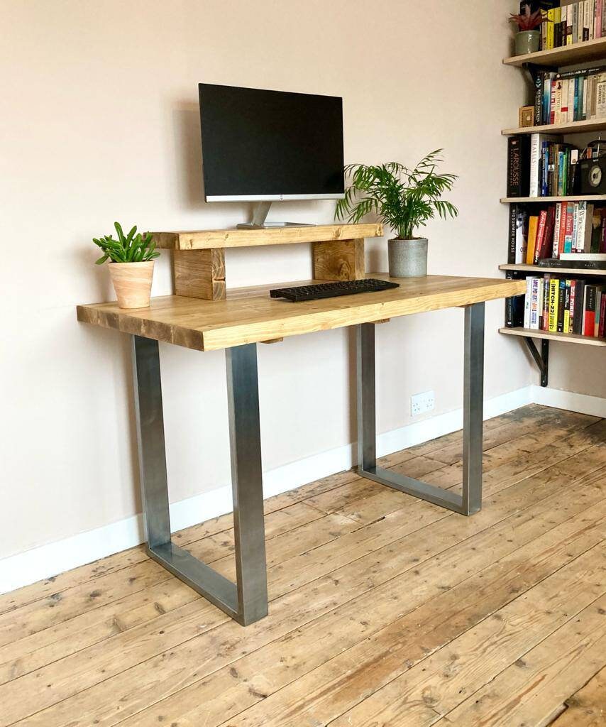 Industrial Style Wooden Desk Computer Desk Home Office | Etsy