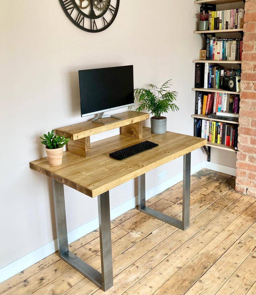 Industrial Style Wooden Desk Computer Desk Home Office | Etsy
