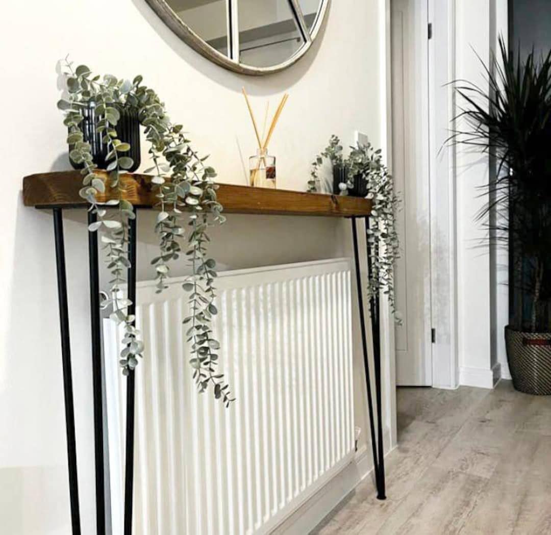Rustic Narrow Console Table | Wooden Console Table | Radiator Shelf ...