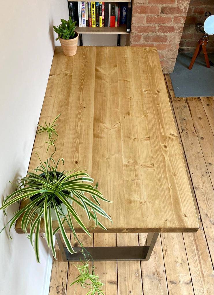 Industrial Style Wooden Desk Computer Desk Home Office | Etsy