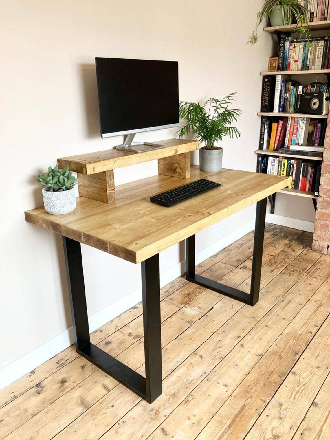Industrial Style Wooden Desk Computer Desk Home Office - Etsy UK