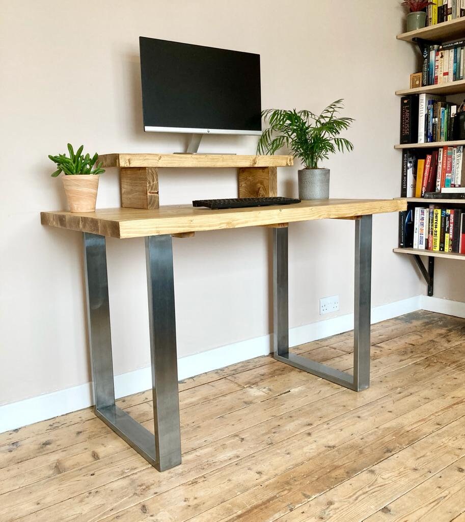 Industrial Style Wooden Desk Computer Desk Home Office | Etsy