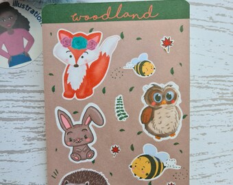 Woodland Animals Sticker Pack, Fox Wolf Owl Stickers, Waterproof Decal ...