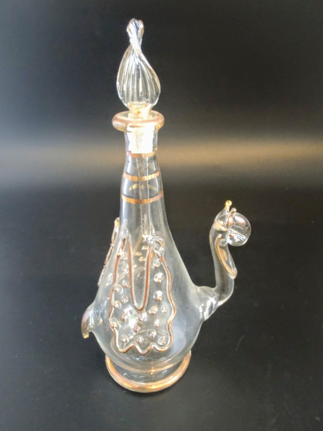 Perfume Decanter Egyptian Hand Blown Glass Camel Depiction Clear With ...