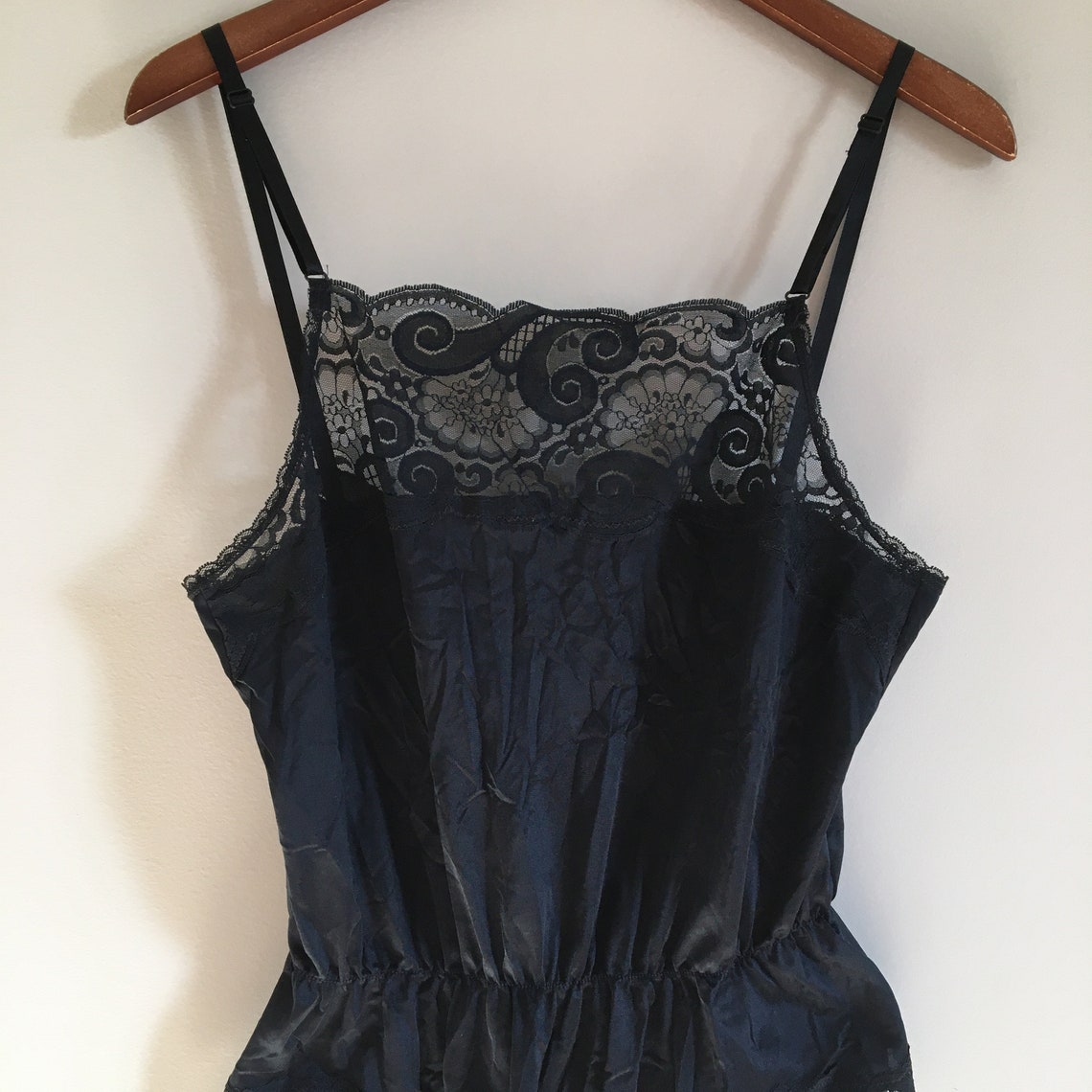 1980s black high cut lacy teddy with sheer chest / size M-L / | Etsy