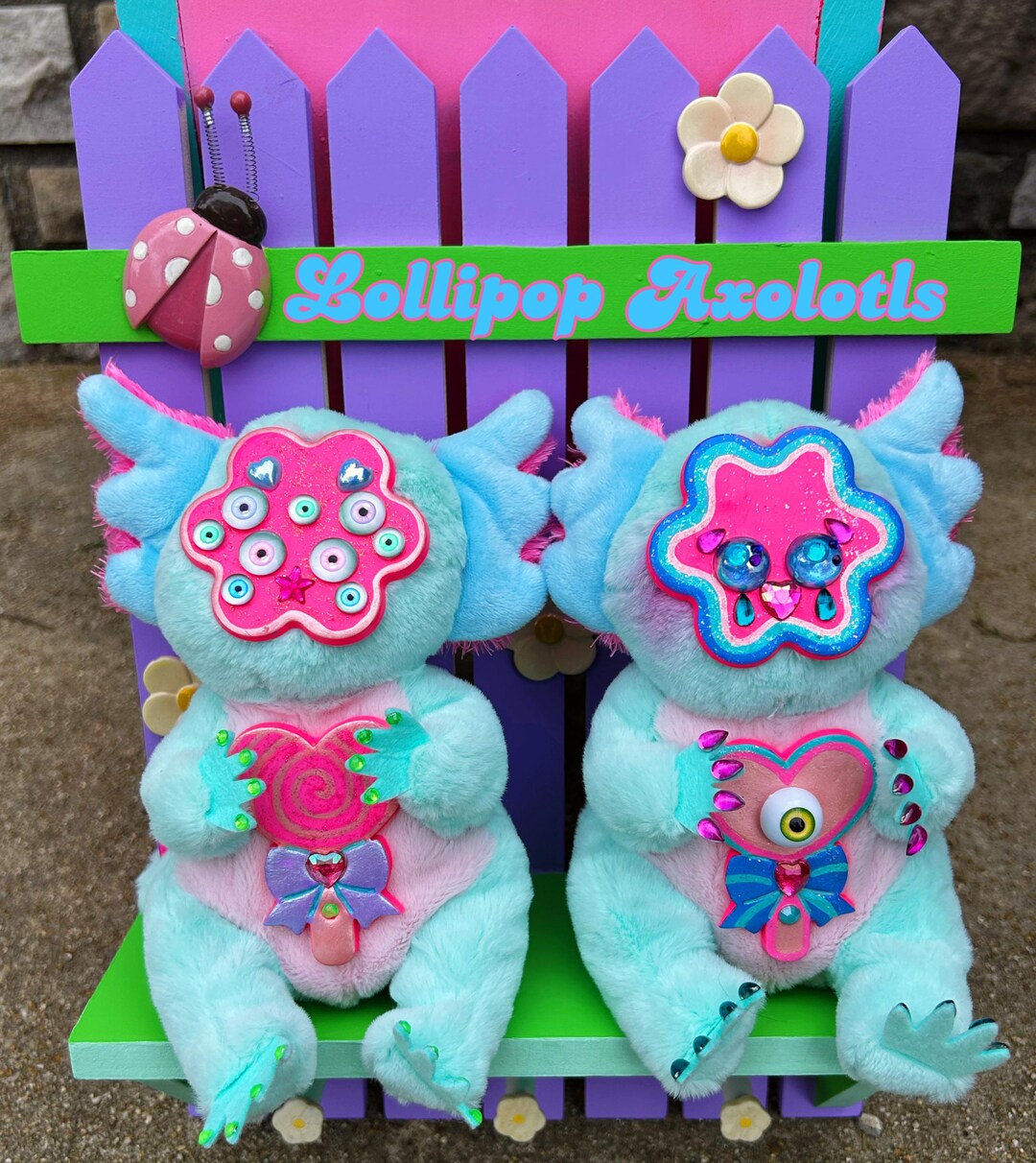 Lollipop Axolotl Duo Mini Creature Clay Face Stuffed Animal Plushes - Etsy