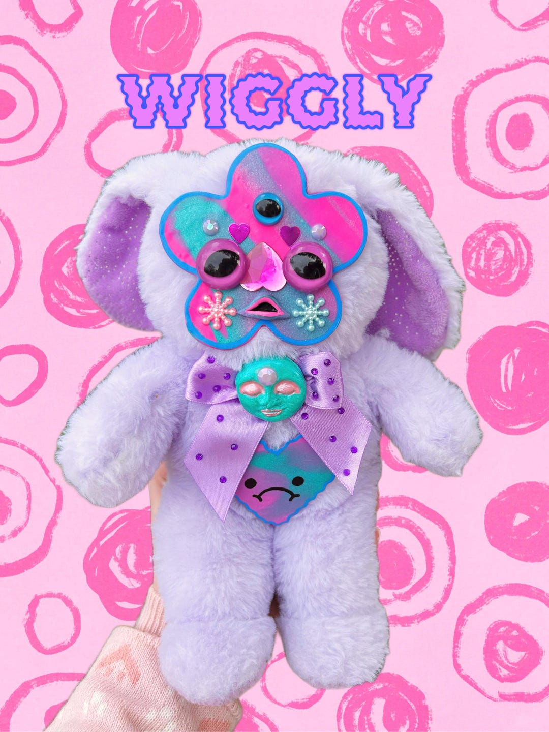 Wiggly the Pastel Clay Face Plush Rabbit Creature - Etsy