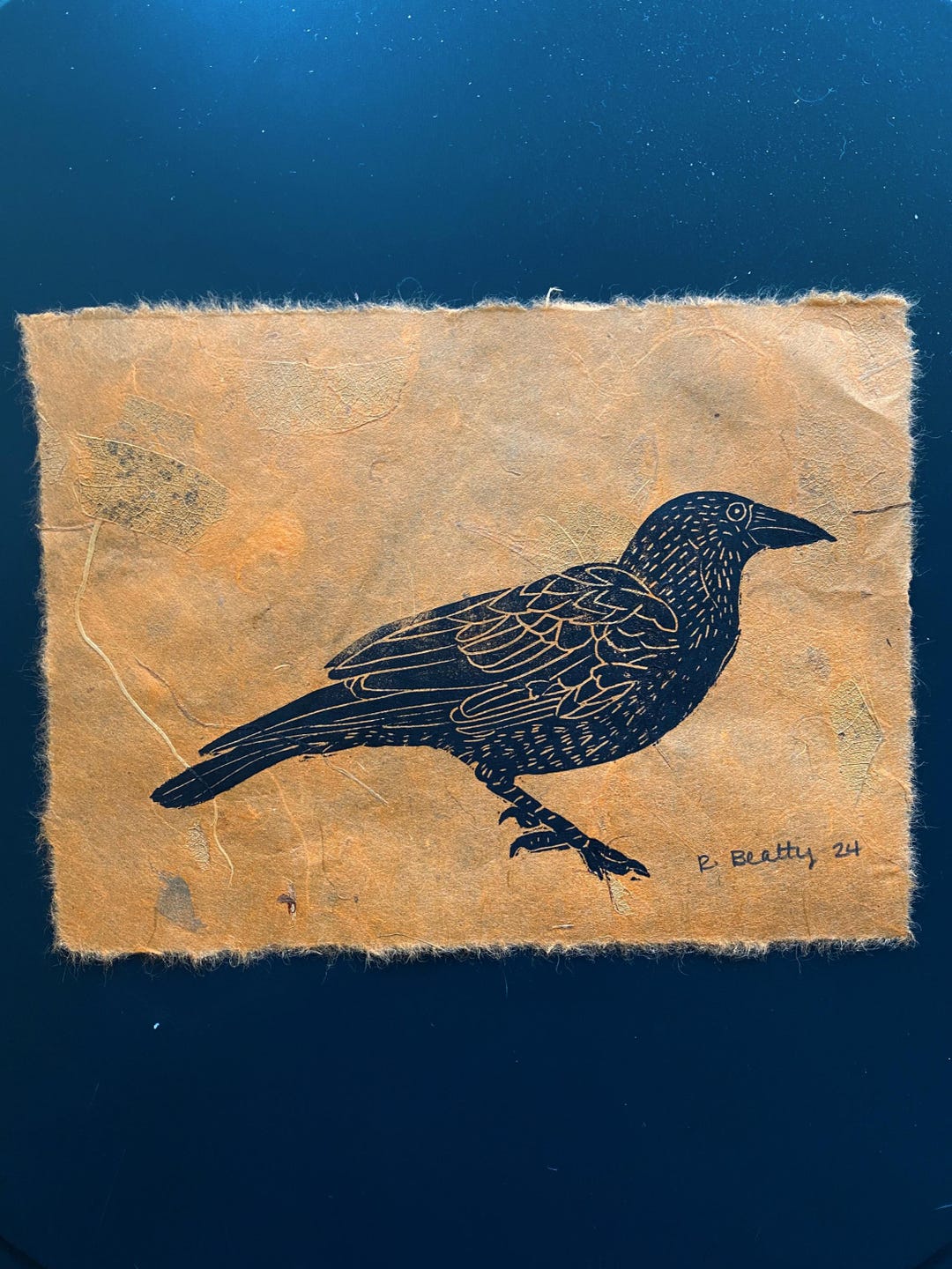 Crow Linocut Print - Etsy