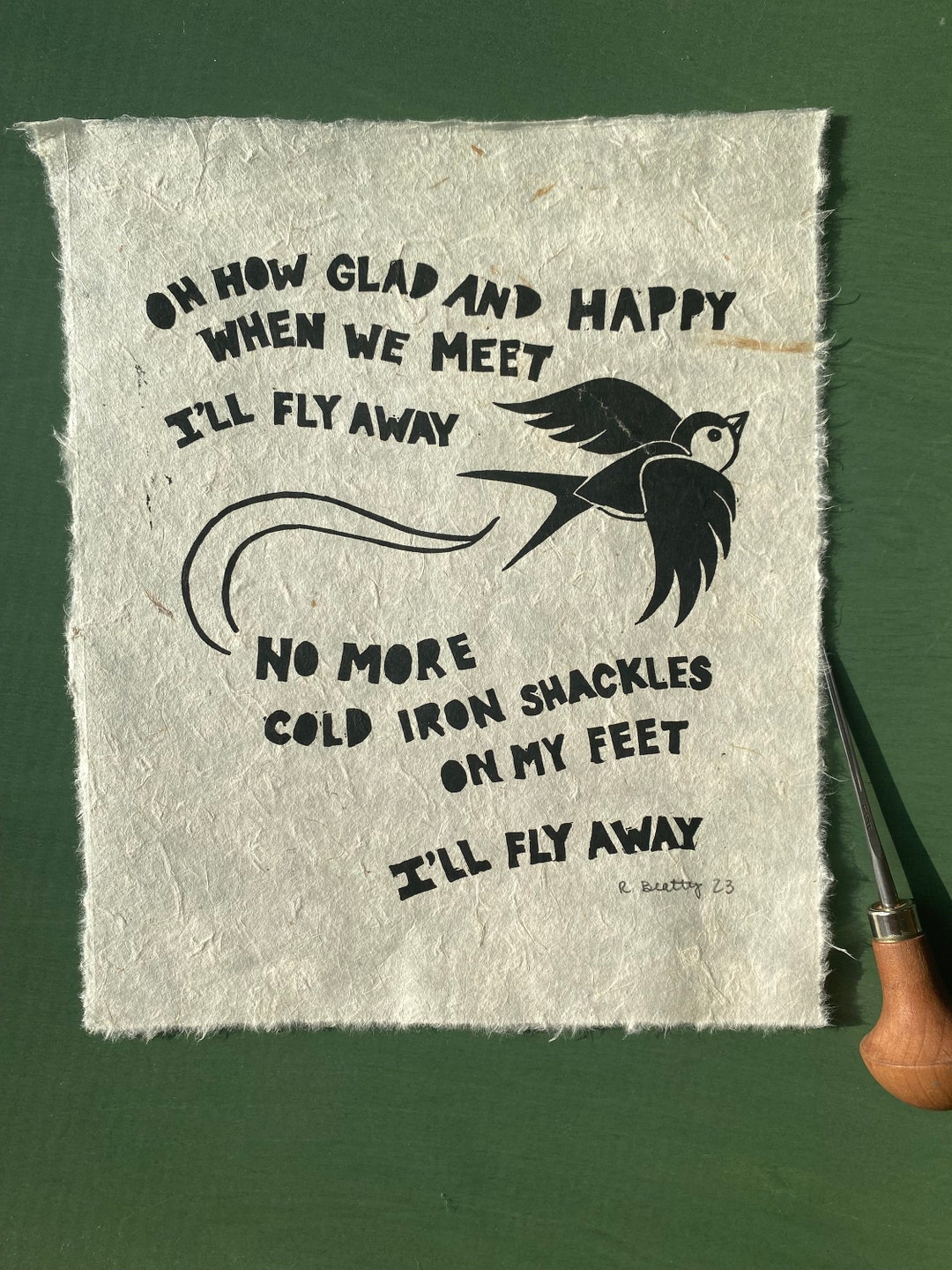 I’ll Fly Away Linocut Print - Etsy