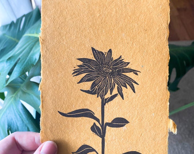 Sunflower Linocut Print - Etsy