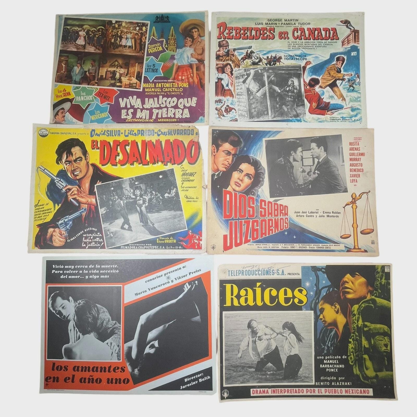 Vintage Mexican Movie Lobby Cards Posters Random (x20) Lot 40s 50s 60s ...