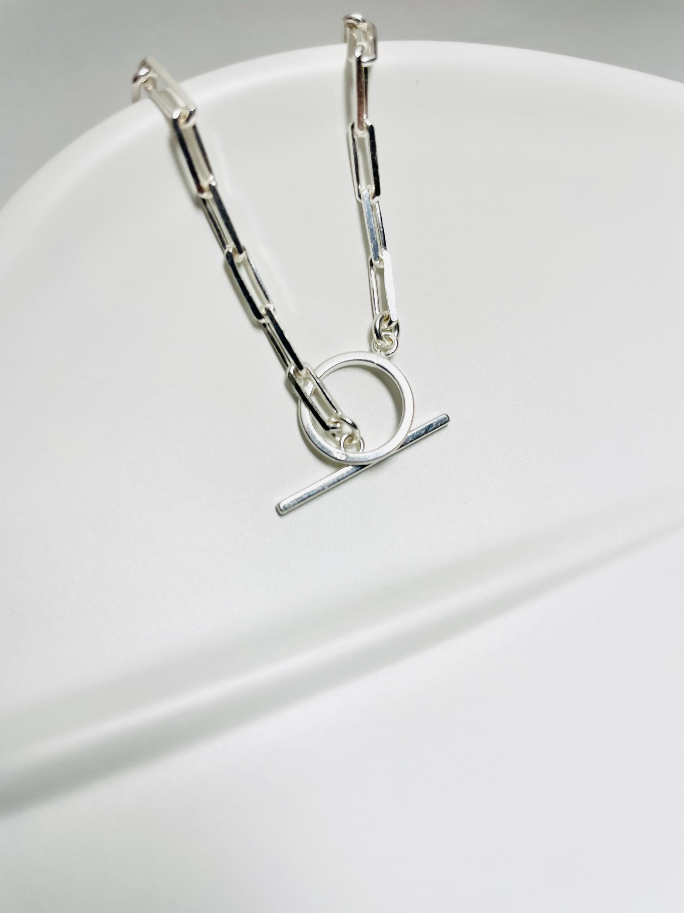 Paperclip Chain Necklace With Toggle Toggle Clasp Necklace - Etsy