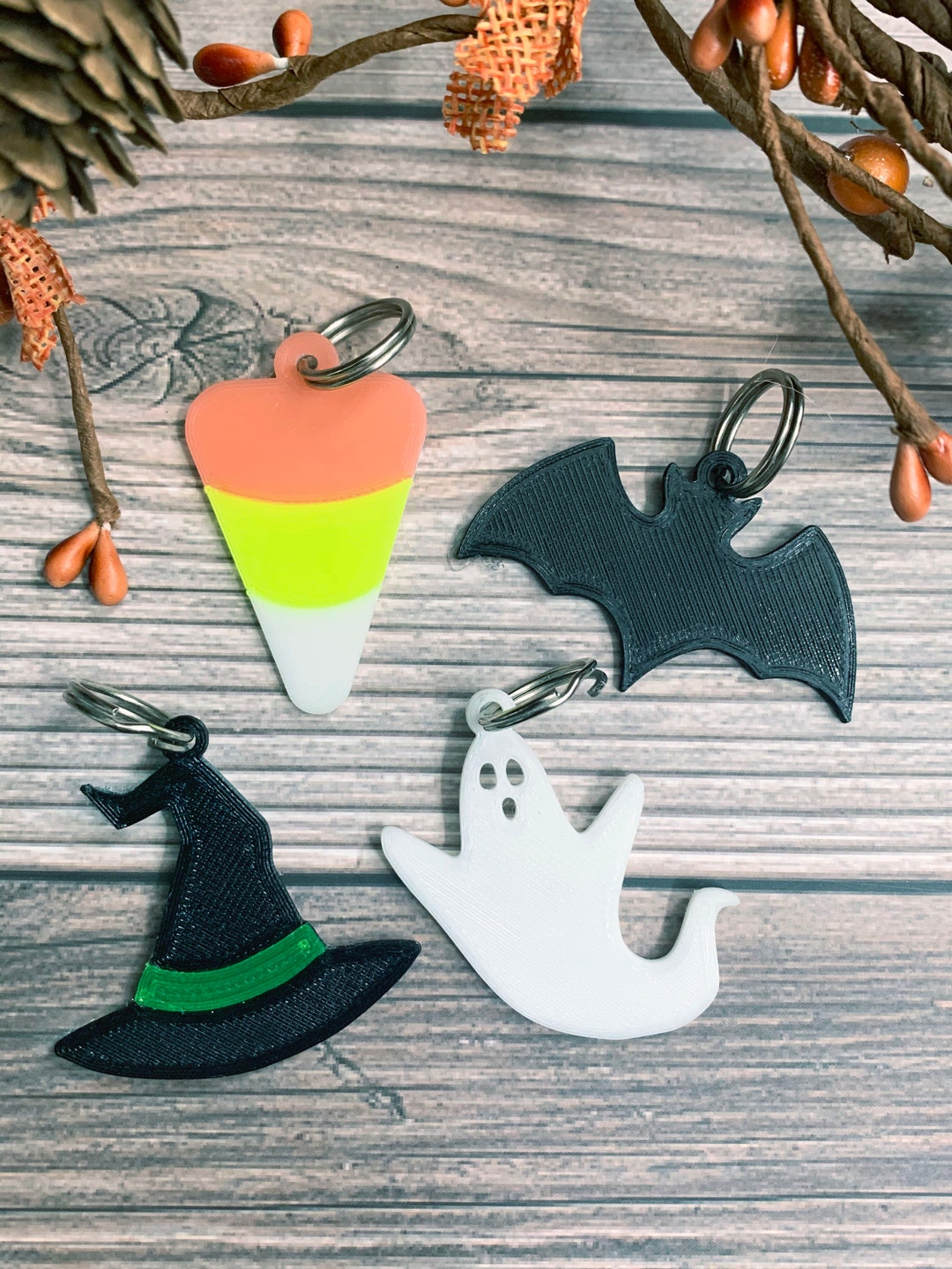 Bat Dog Tag, Ghost Dog Tag, Witch Dog Tag, Candy Corn Charm, Halloween ...