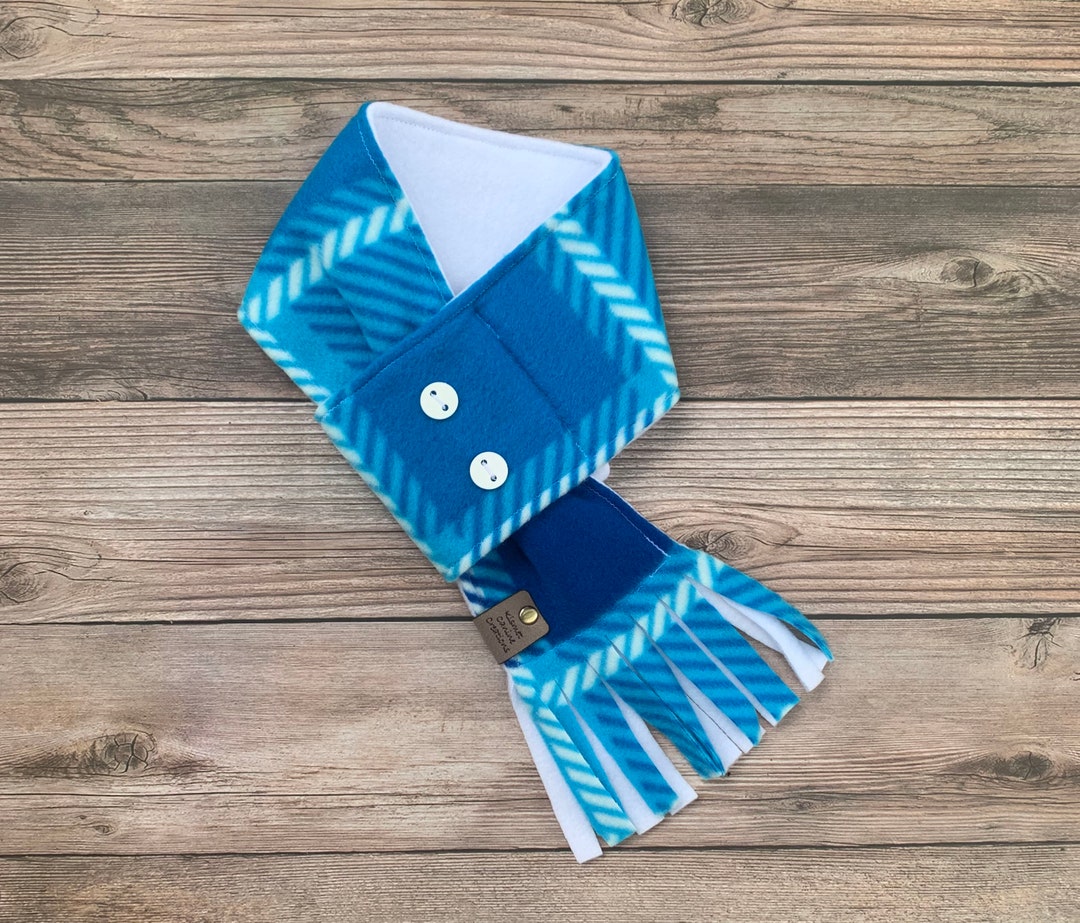 Blue Dog Scarf, Fall Dog Scarf, Winter Dog Scarf, Plaid Dog Scarf ...