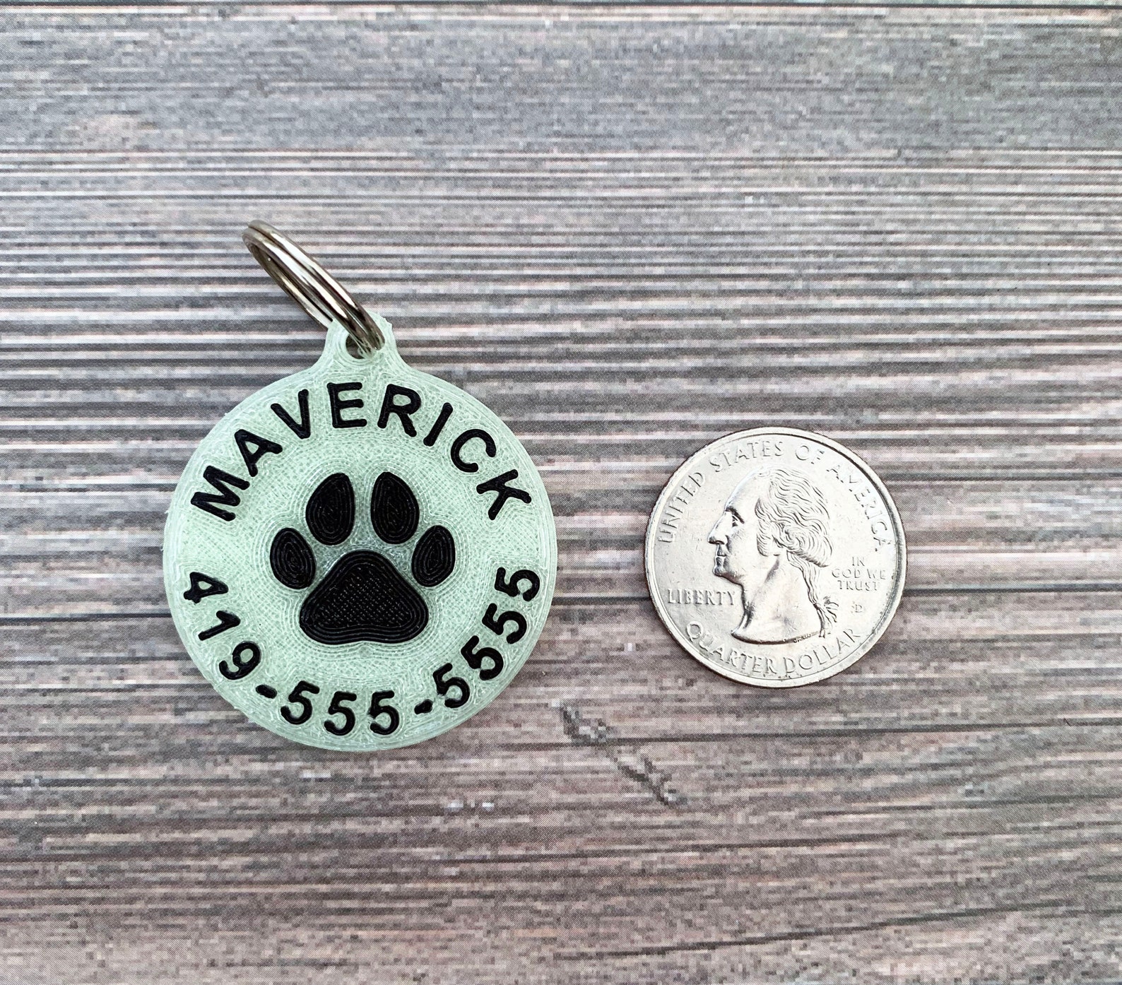 Glow in the Dark Dog Tag Custom Dog Tag Pawprint Dog Tag 3D | Etsy