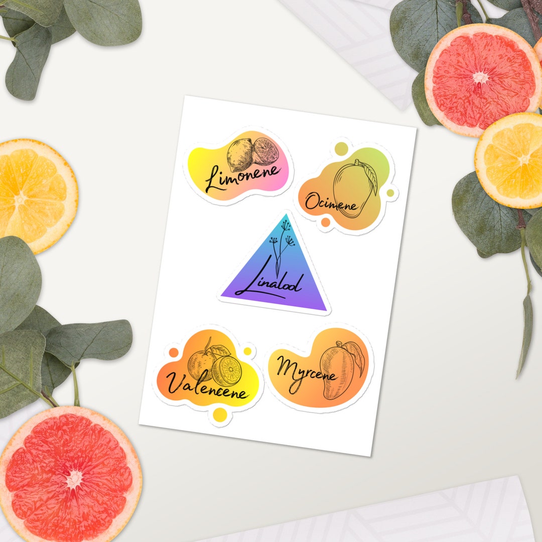 Cannabis Terpene Sticker Sheet 1 limonene, Ocimene, Linalool, Valencene ...