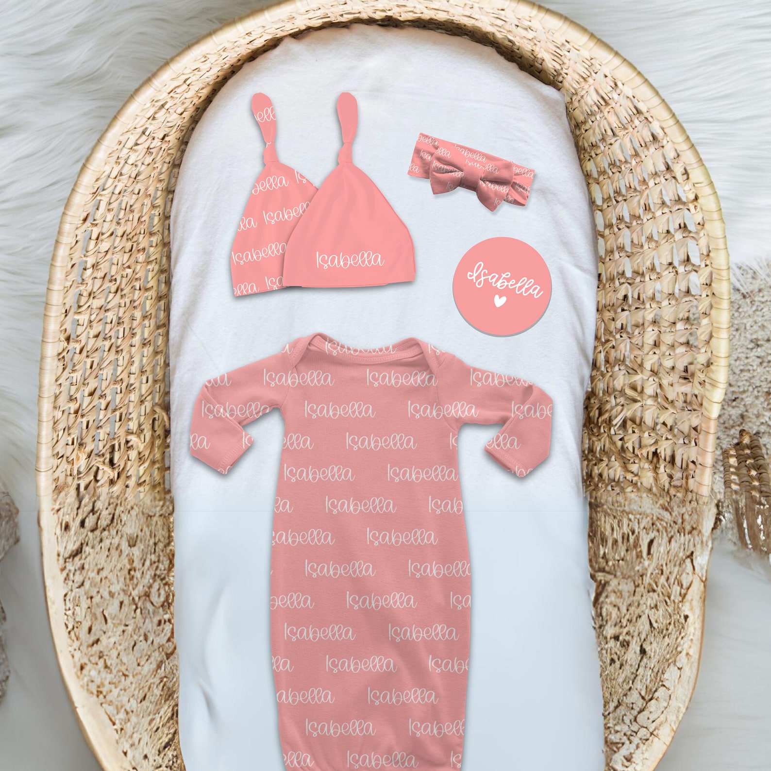 Personalized Newborn Swaddle Set Girl, Custom Swaddle and Hat Set ...