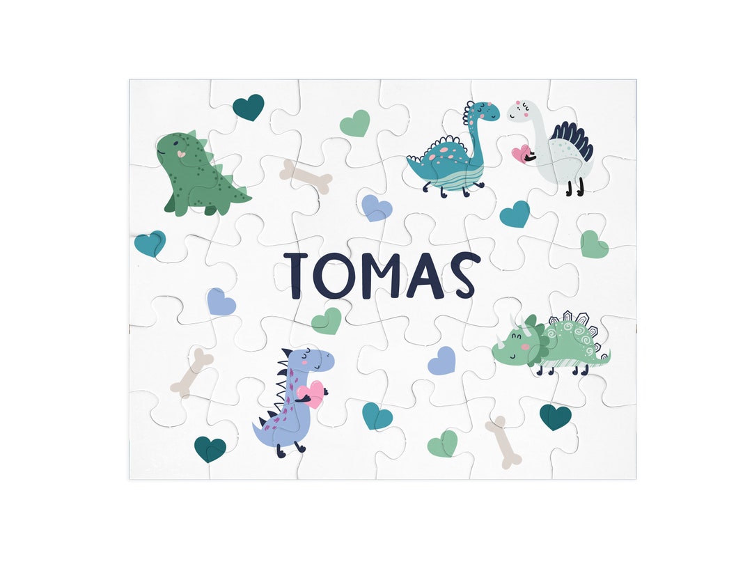 Valentine Dinosaur Heart Name Puzzle, Valentines Day Gift, Toddler Gift ...