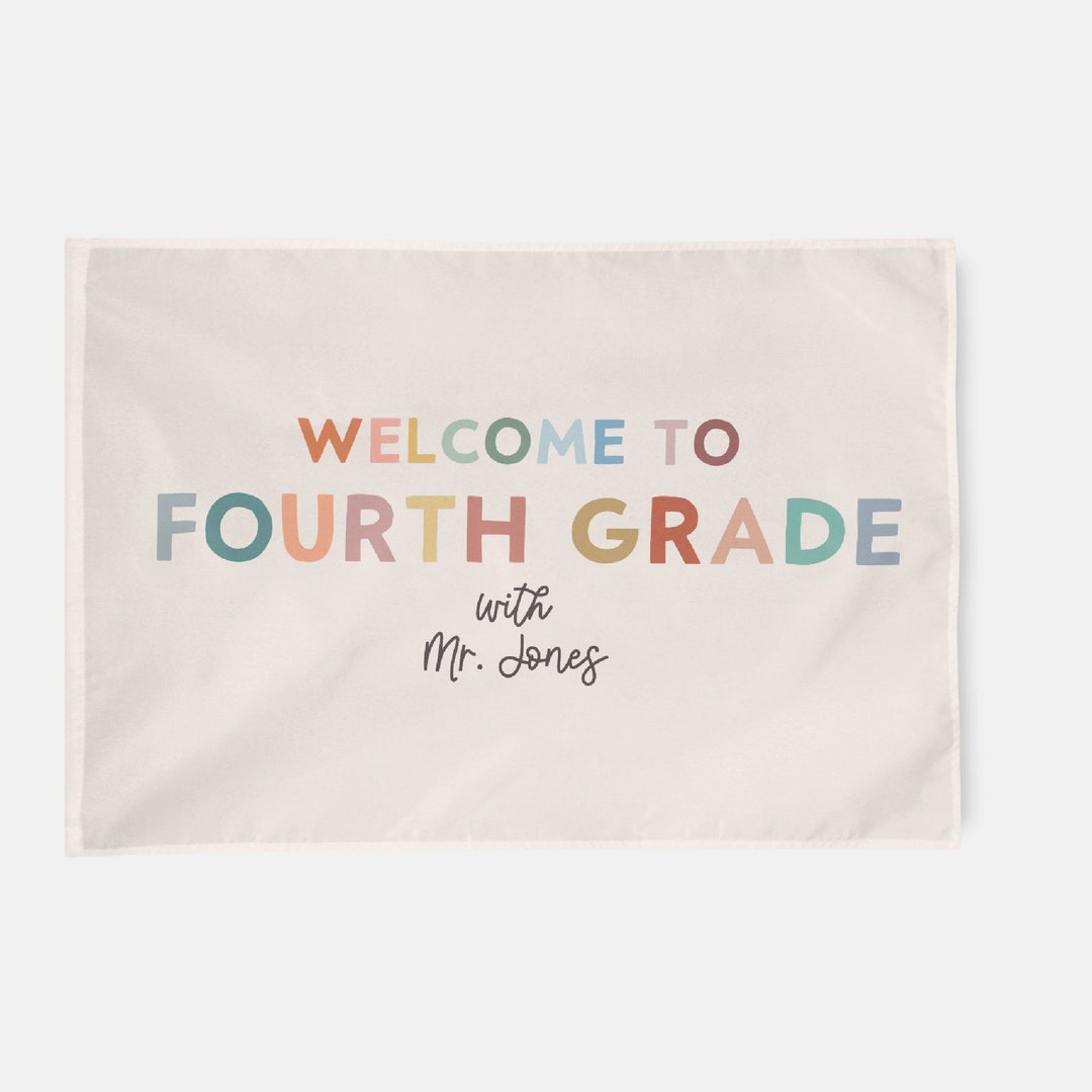 Fourth Grade Teacher Gift, Teacher Personalized Flag, Teacher ...