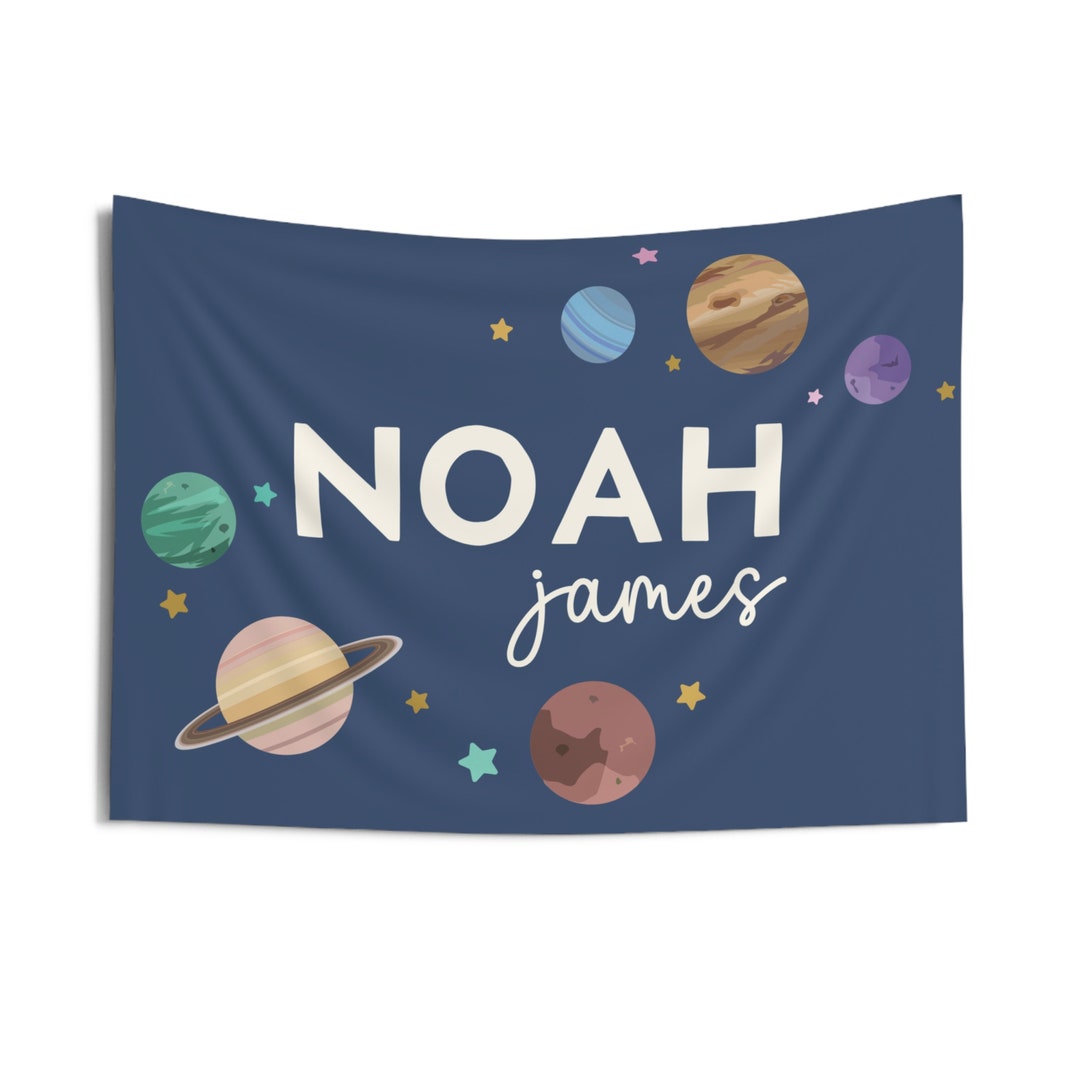 Space Theme Personalized Boys Room Banner, Wall Decor, Baby Name Sign ...