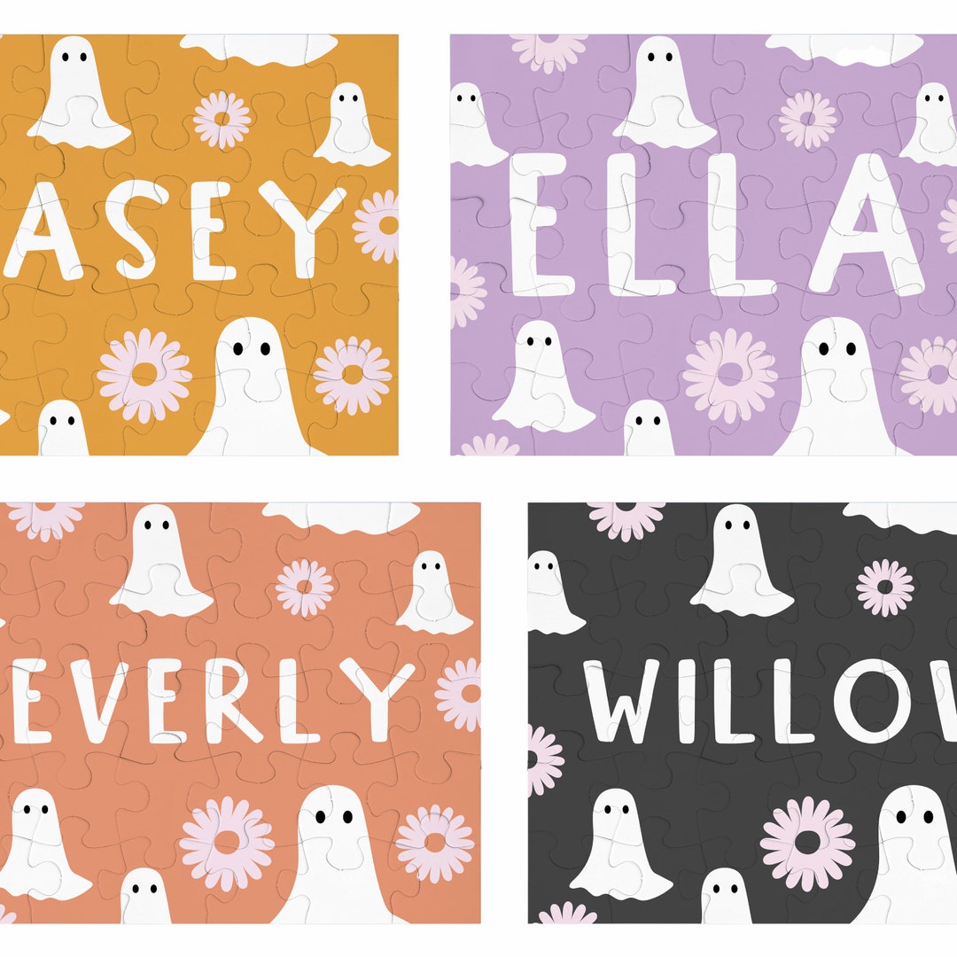 Halloween Kid Name Puzzle, Ghost, Halloween Gift, Kids Halloween Name ...