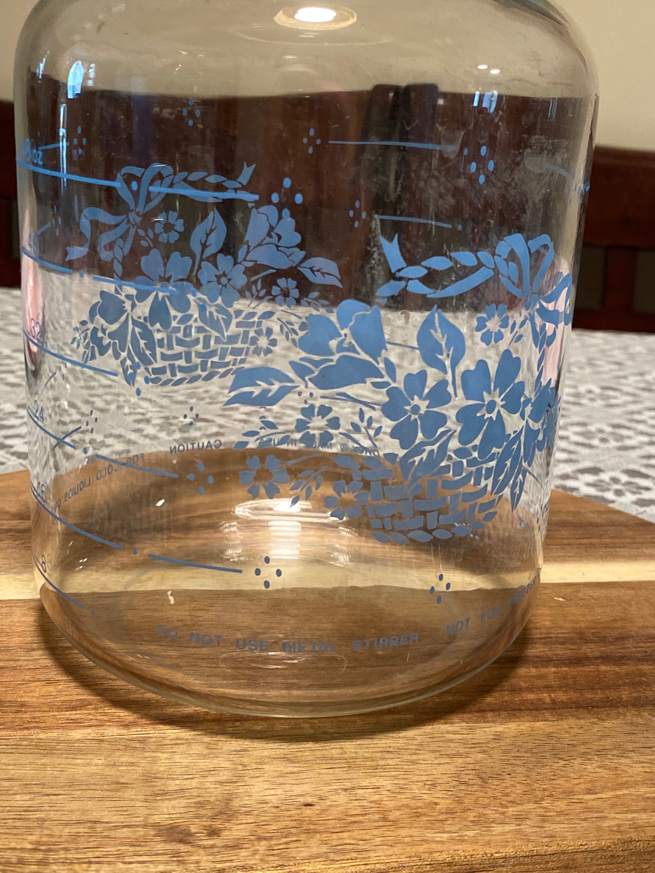 Vintage Pyrex Blue Flower Juice Glass Pitcher - Etsy