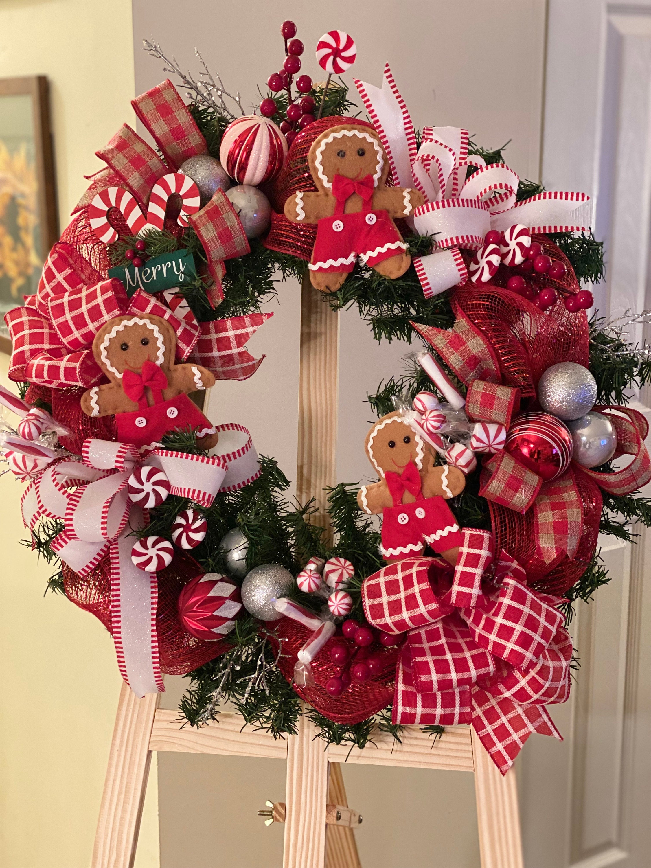 FREE SHIPPING Gingerbread Christmas Wreath - Etsy