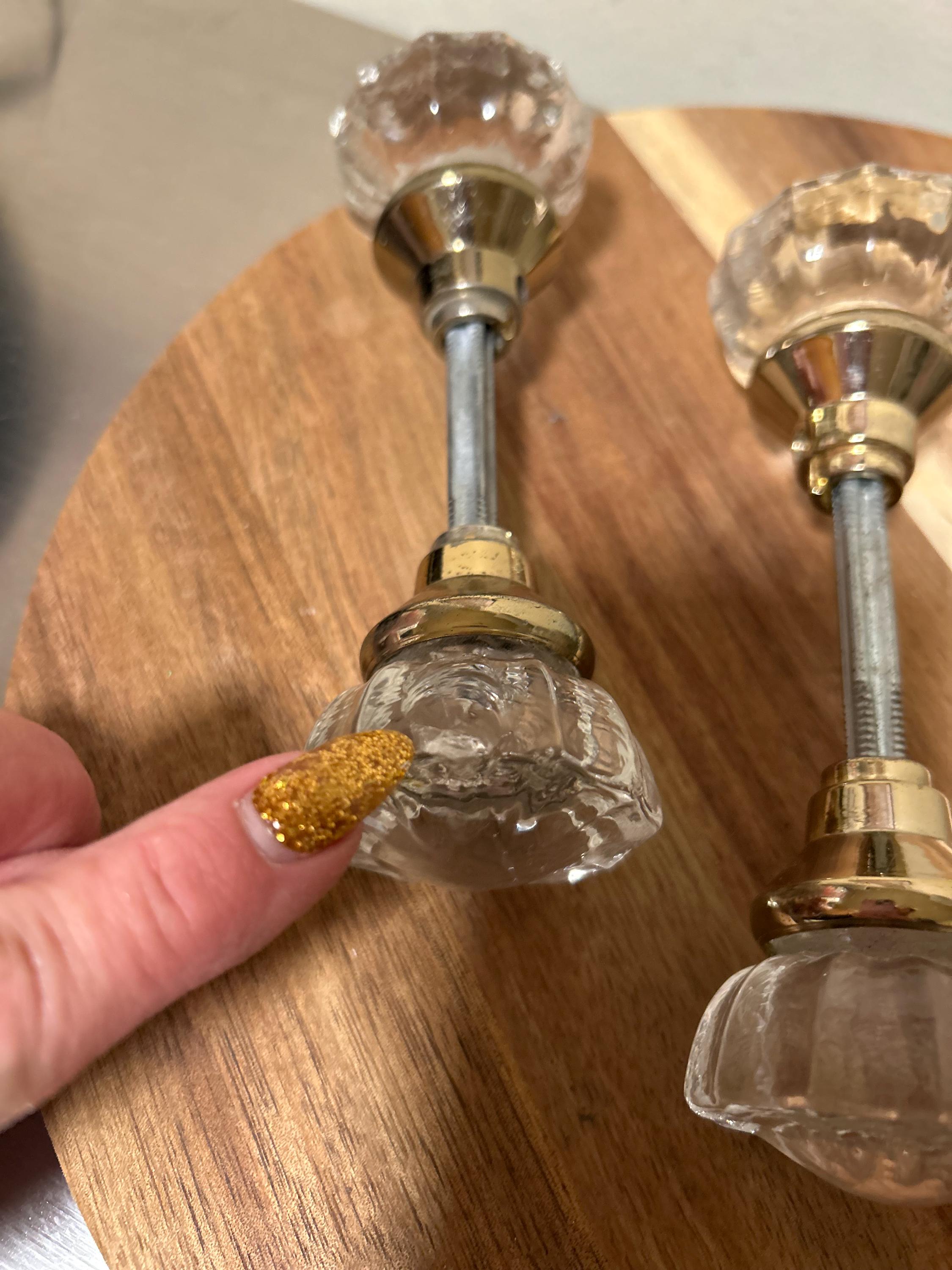 TWO Sets of Antique Glass 12 Point Door Knobs With Shafts and Screws - Etsy