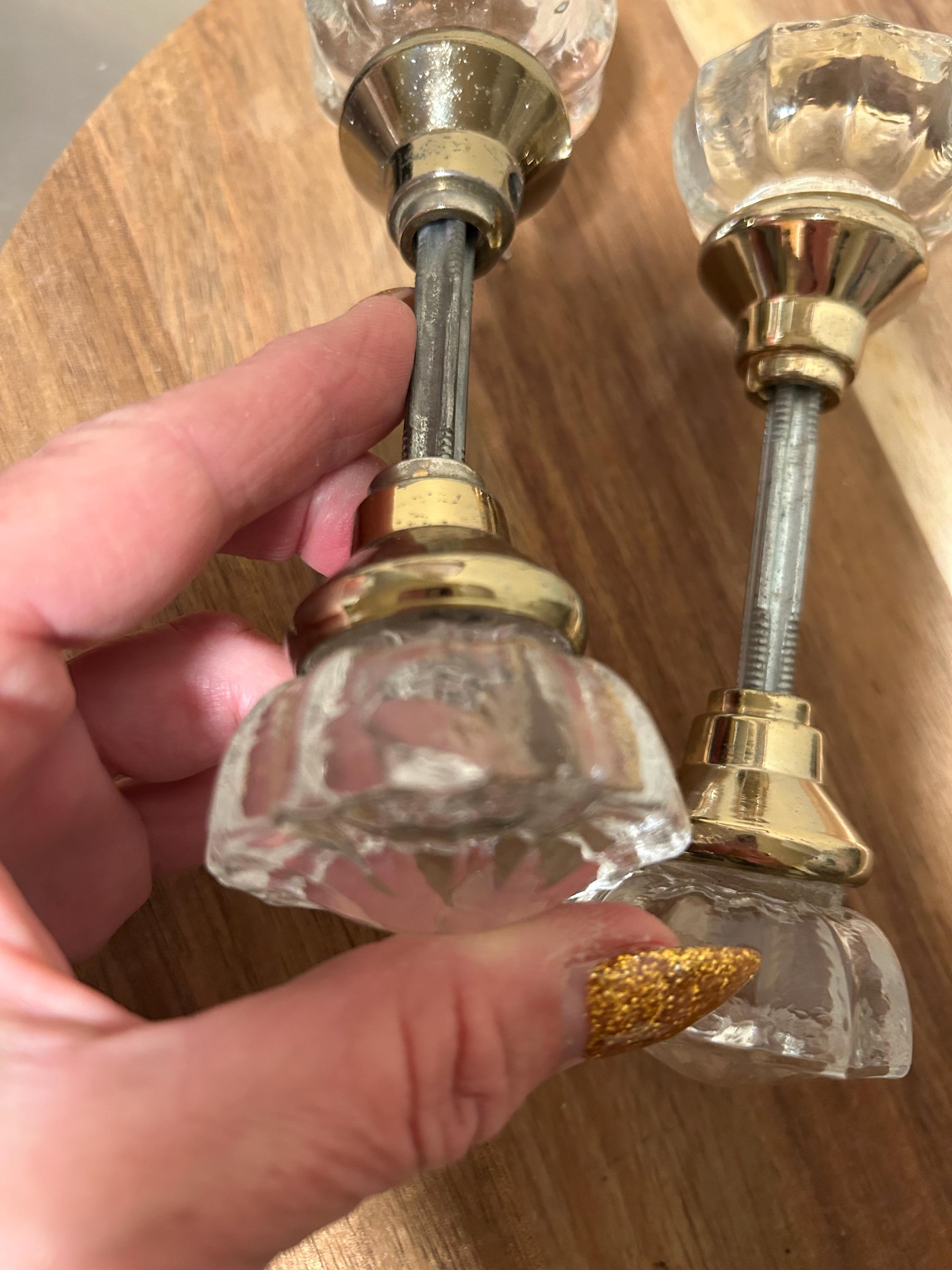 TWO Sets of Antique Glass 12 Point Door Knobs With Shafts and Screws - Etsy