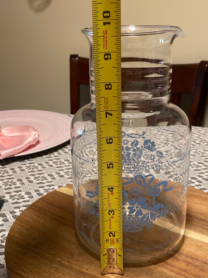 Vintage Pyrex Blue Flower Juice Glass Pitcher - Etsy