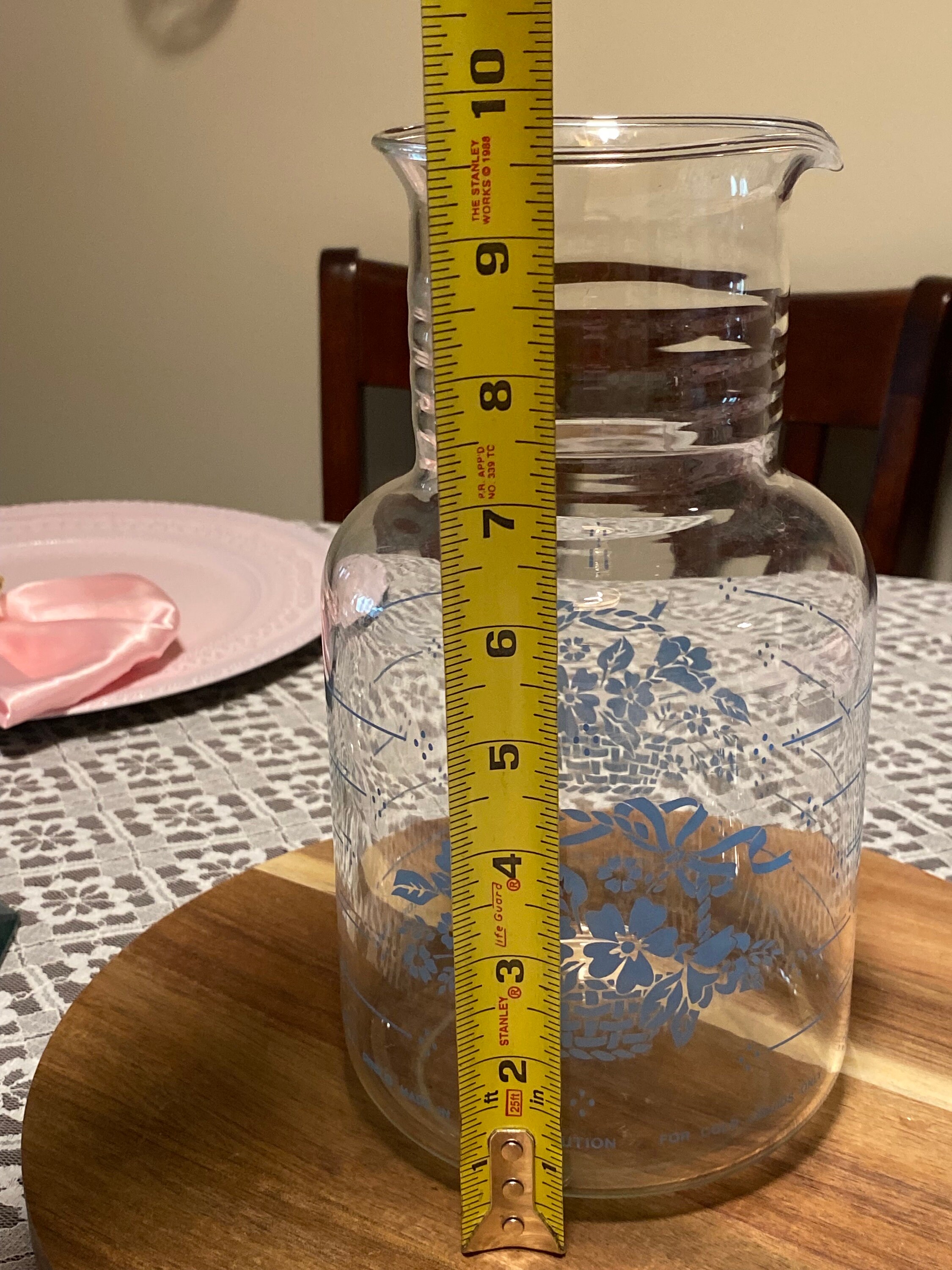 Vintage Pyrex Blue Flower Juice Glass Pitcher - Etsy