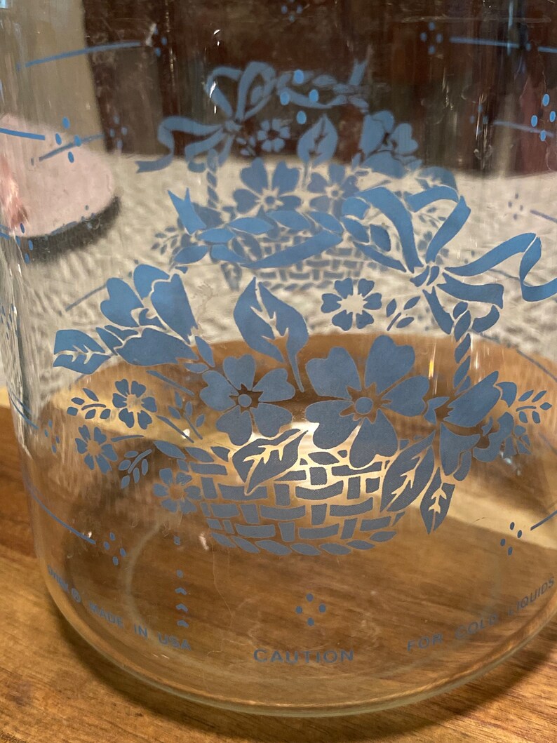 Vintage Pyrex Blue Flower Juice Glass Pitcher - Etsy