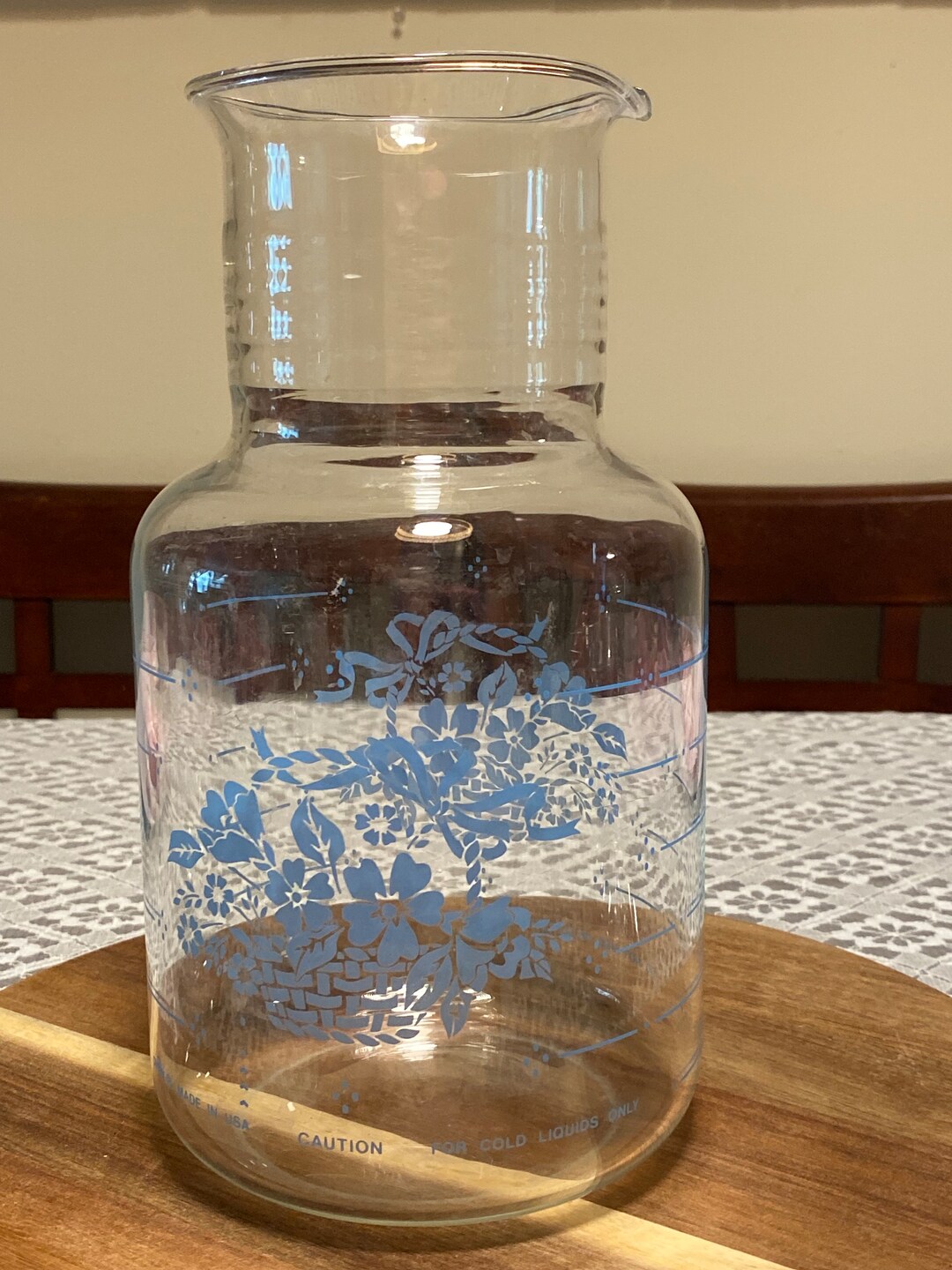 Vintage Pyrex Blue Flower Juice Glass Pitcher - Etsy