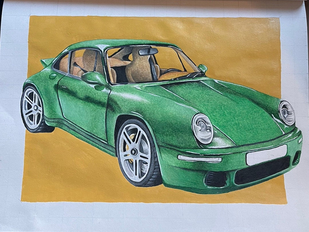 Custom Car Colored Pencil Drawing - Etsy
