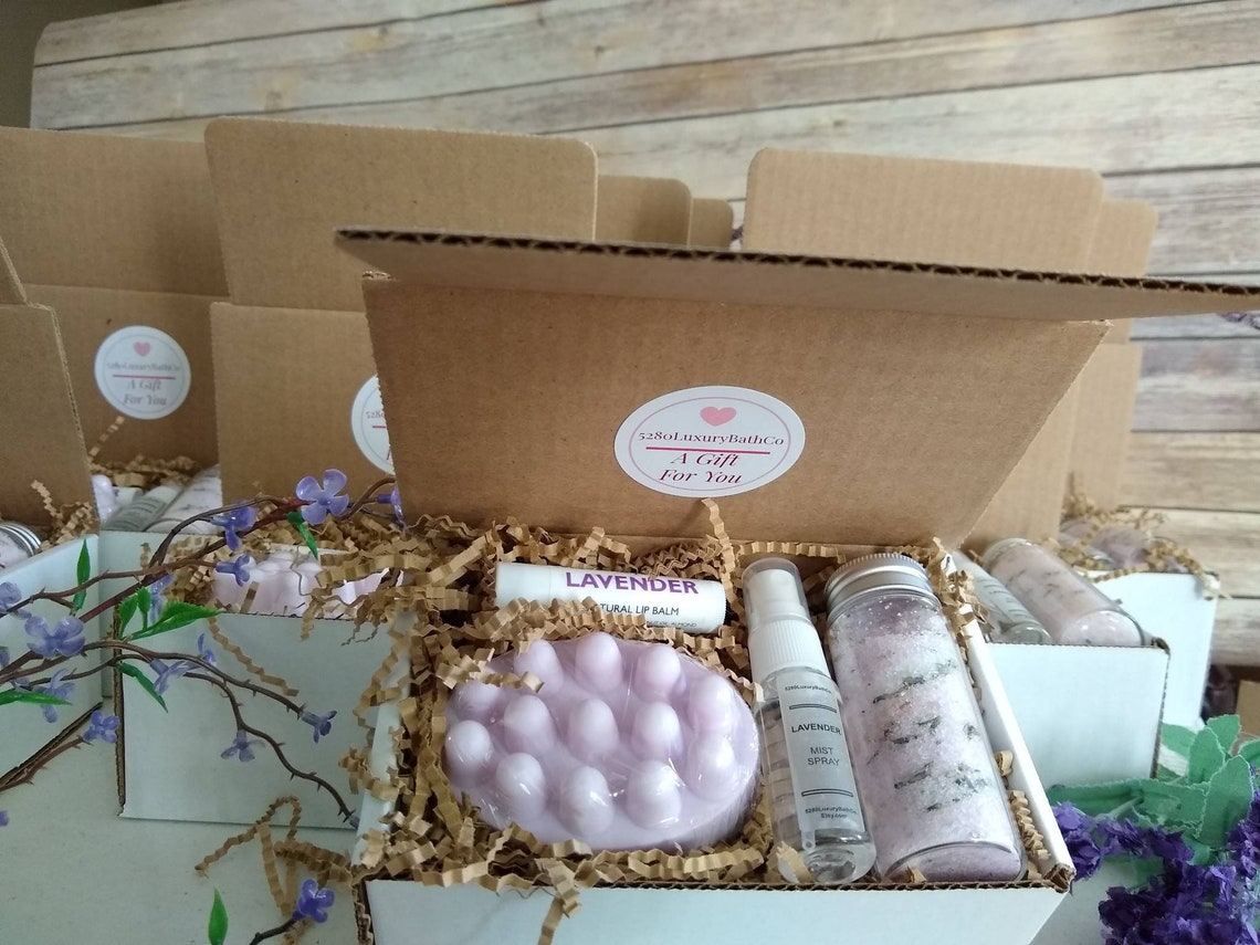 Mother's Day Mini Spa Gift Set LAVENDER Bath Gift Set 4pc | Etsy