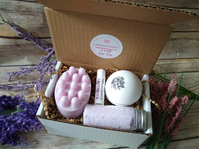 Mother's Day Mini Spa Gift Set LAVENDER Bath Gift Set |4pc Spa Gift Set ...