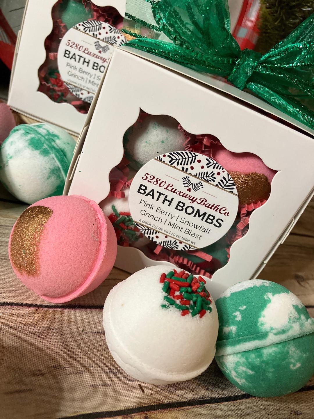 Christmas Bath Bomb Gift Set 4 Piece Bath Bombs Small Bath Bombs Gift ...