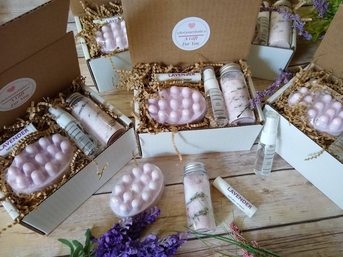 Mother's Day Mini Spa Gift Set LAVENDER Bath Gift Set 4pc | Etsy