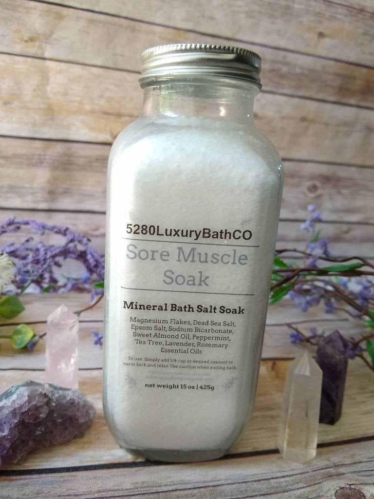 Sore Muscle Bath Salt | Magnesium Bath Flakes | Pain Relief Bath Soak ...