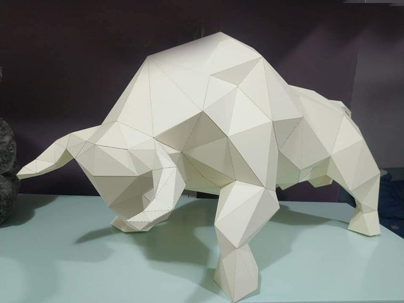 Bull Bull Flat Templates Bull Home 3D Papercraft Low Poly Papercraft ...