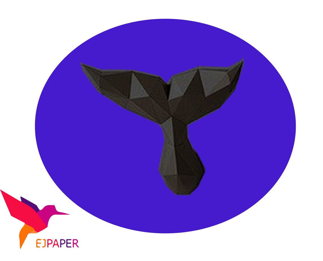 Ballena 3D plantillas planos cola de ballena 3D Papercraft Low Poly ...