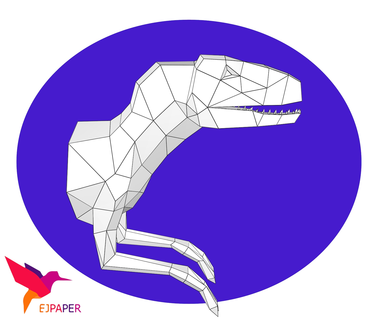 Velociraptor Flat Templates Dinosaur 3D Papercraft Low Poly Papercraft ...