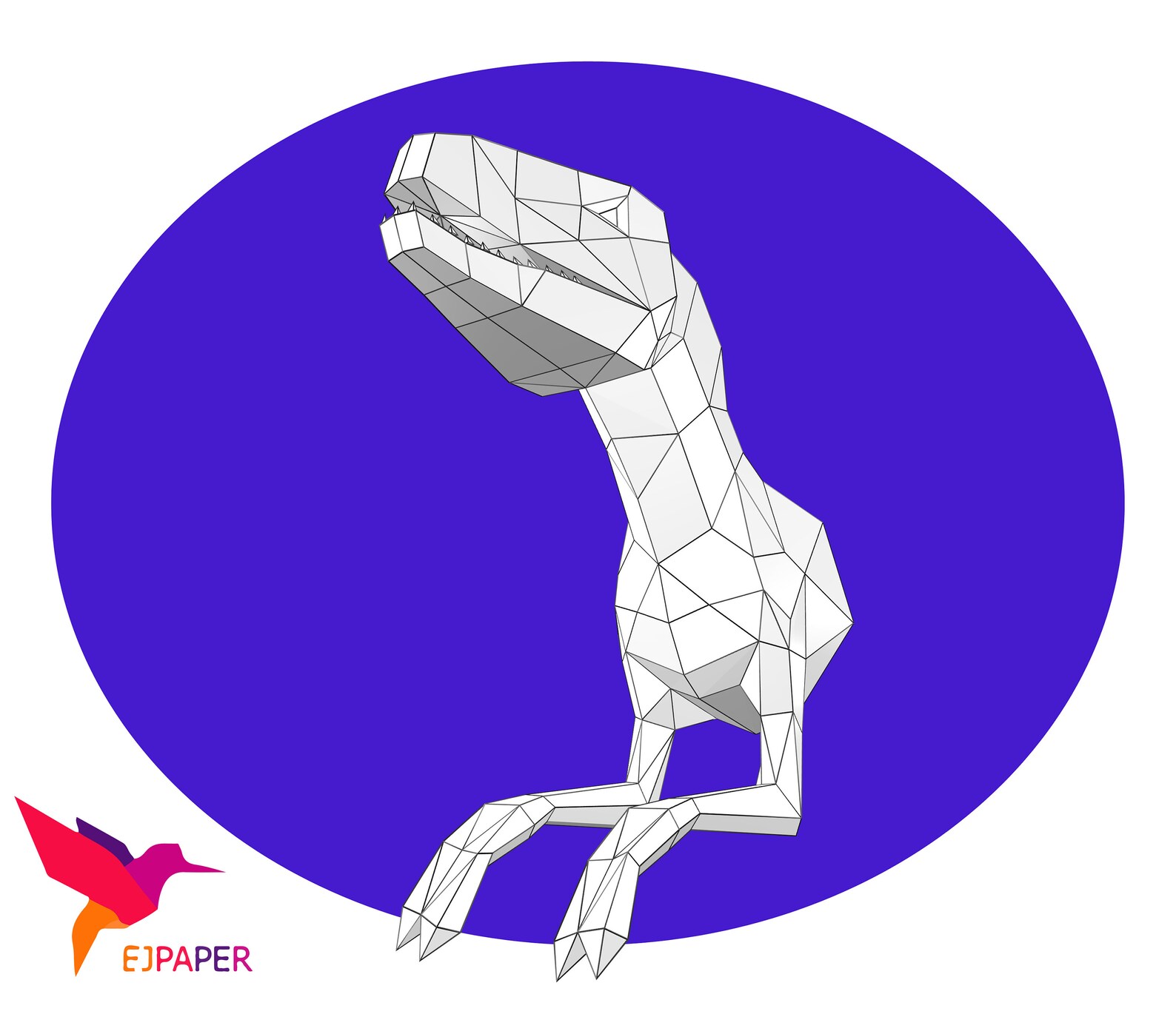 Velociraptor Flat Templates Dinosaur 3D Papercraft Low Poly Papercraft ...